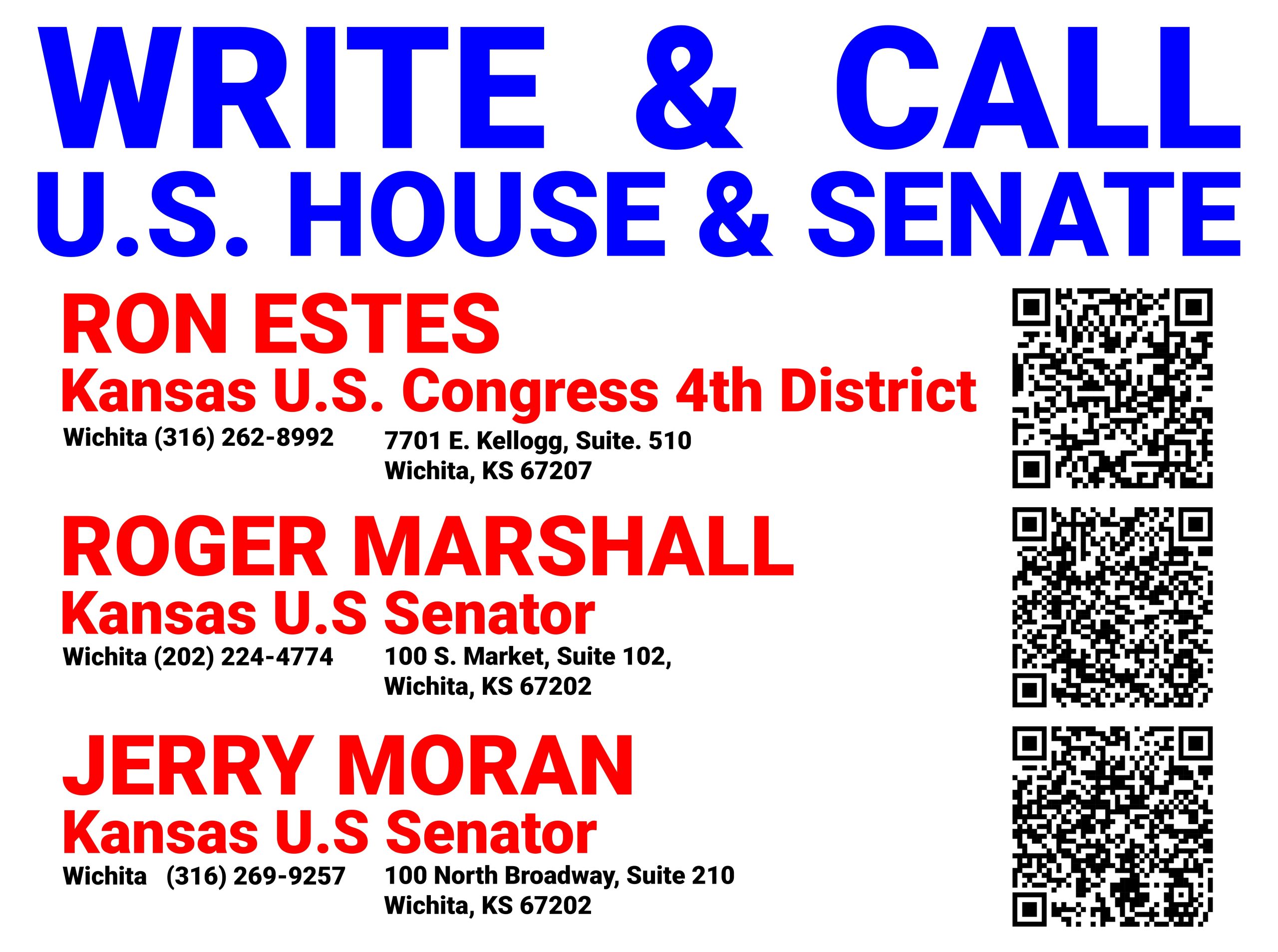 Write & Call Your U.S. Senators & House Representative - Sedgwick ...